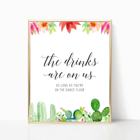Drinks are on Us sign, Open bar sign, wedding bar signs, Printable ...
