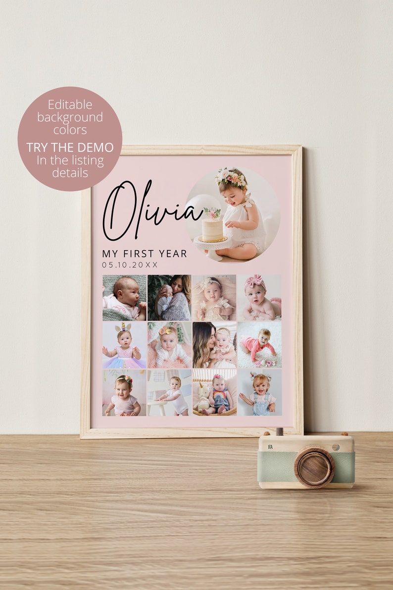 First Birthday Photo Sign Template 1st Birthday Photo Poster - Etsy