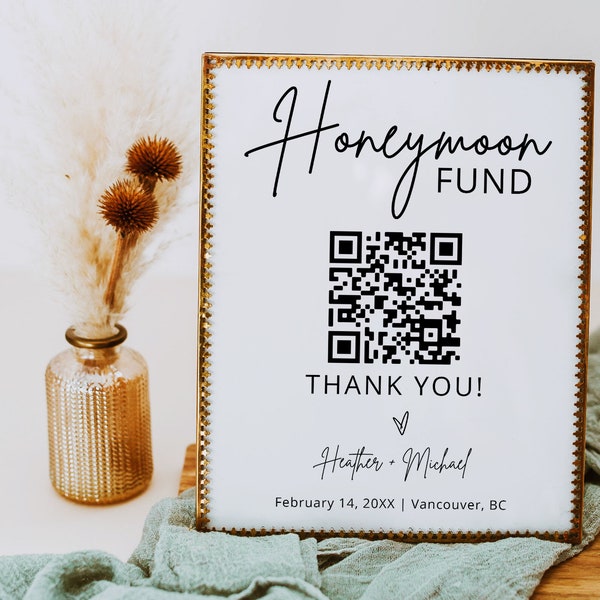 Honeymoon Venmo Qr Code Sign Invitation - Etsy