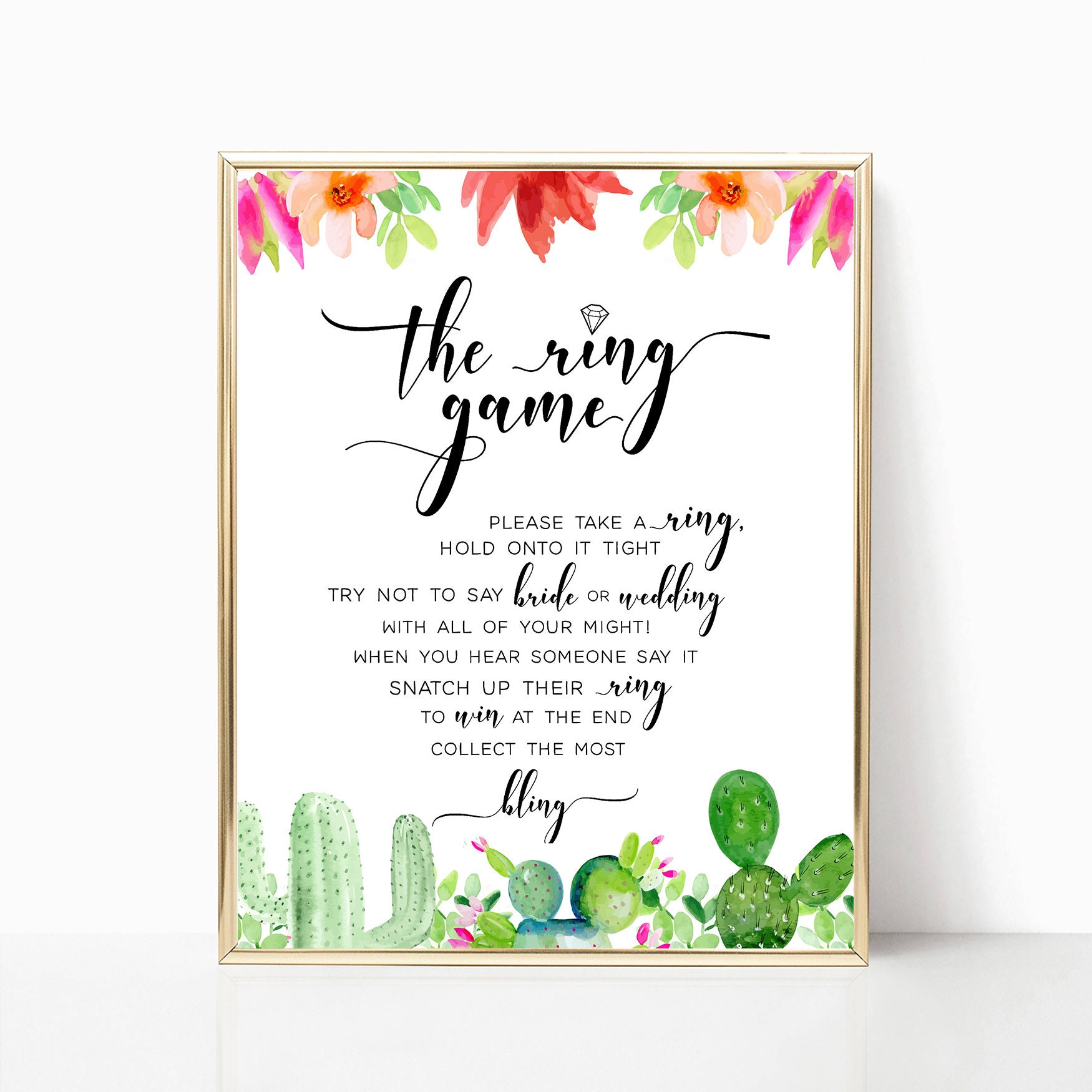 The Ring Game Bridal Shower Game Sign Bridal Shower Sign - Etsy