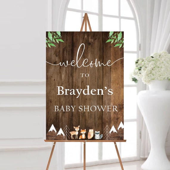 WOODLAND Baby Shower WELCOME SIGN, Woodland Shower Sign by Modern Event ...