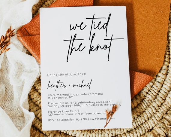 We Tied the Knot Wedding Reception Invitation, With Photo, BSIG by ...