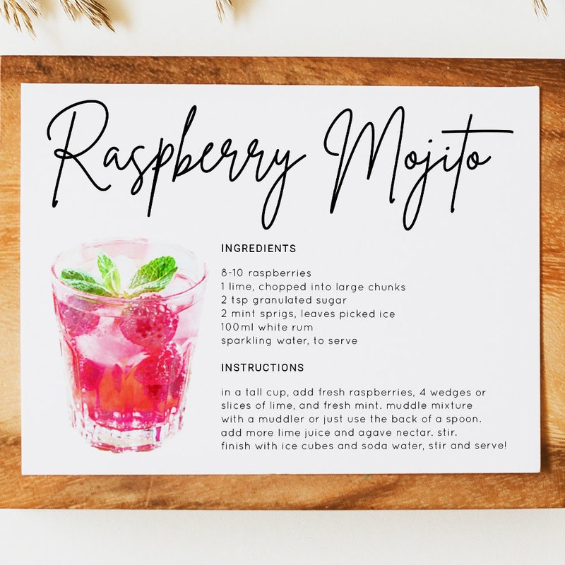 Drink Recipe Cards - Etsy