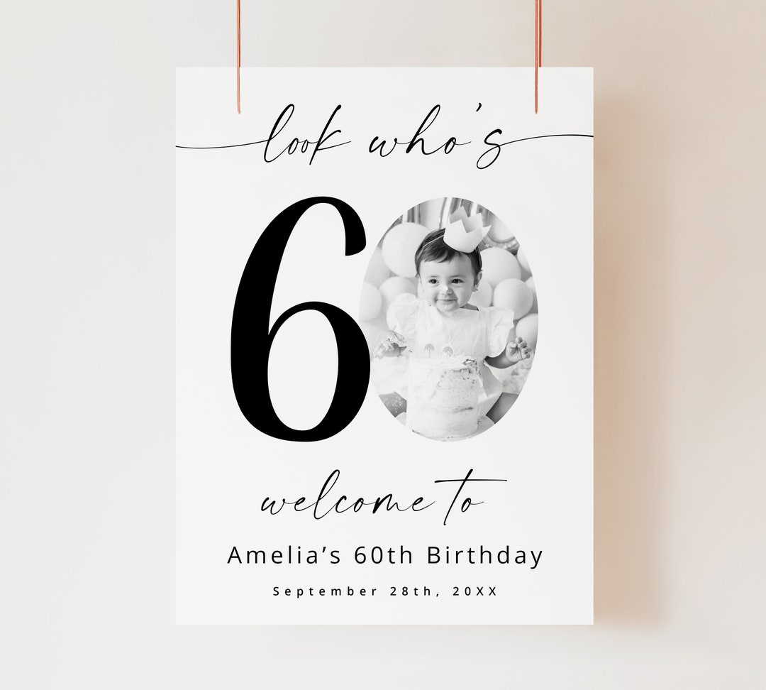 Look Who's 60, 60th Birthday Photo Poster TEMPLATE, Customizable Photo ...