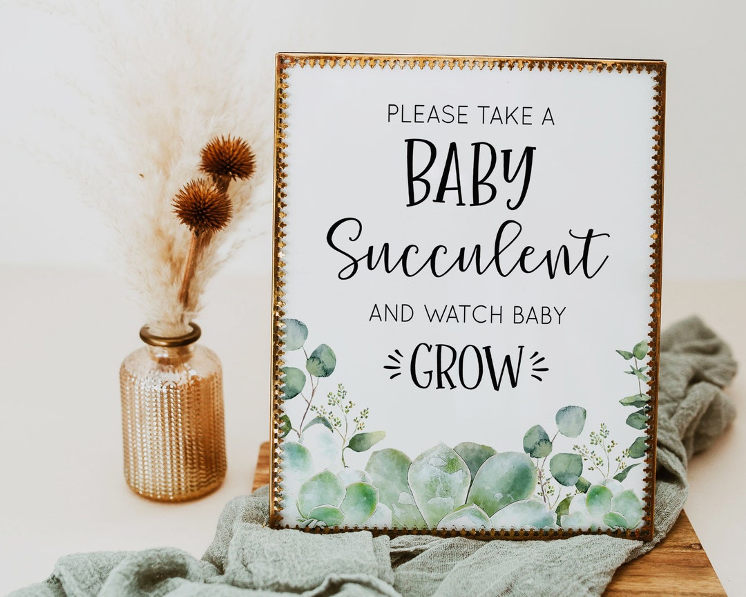 Baby Shower Succulent Favor Sign, Succulent Baby Shower Sign, Baby ...