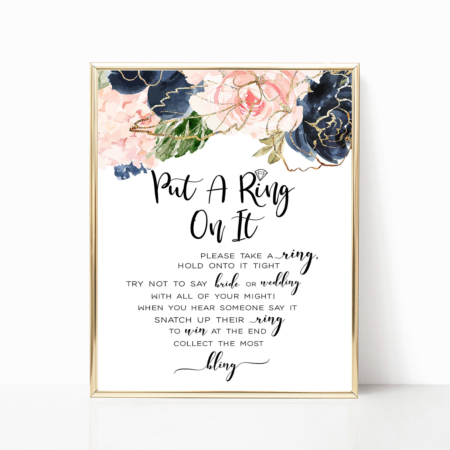 Put a Ring on It Sign Navy Gold Blush 8x10 JPG | Etsy