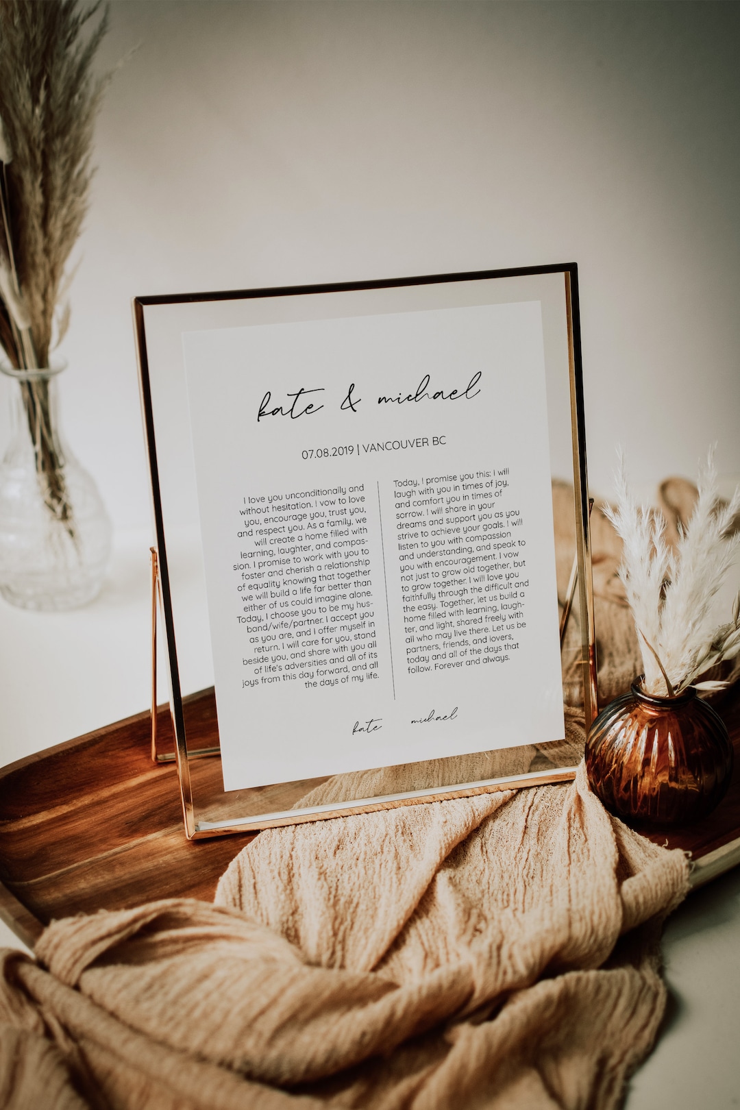 Modern Wedding Vows Template, Wedding Vows Sign | Custom Wedding Vows ...