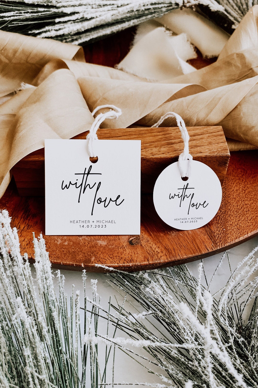 With Love Favor Tag Template, Modern Favor Tags, Round Sticker Labels ...