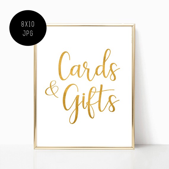 Gold Cards and Gift Sign - Gold Wedding Sign - Gold Table Sign ...