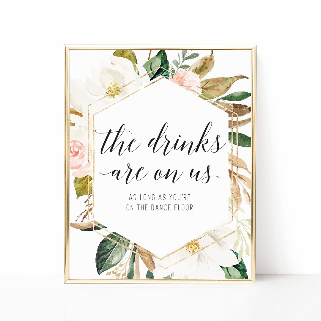 Tropical Drinks Are on Us Sign, Open Bar Sign, Wedding Bar Signs ...