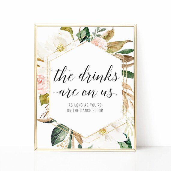 Tropical Drinks are on Us sign, Open bar sign, wedding bar signs ...