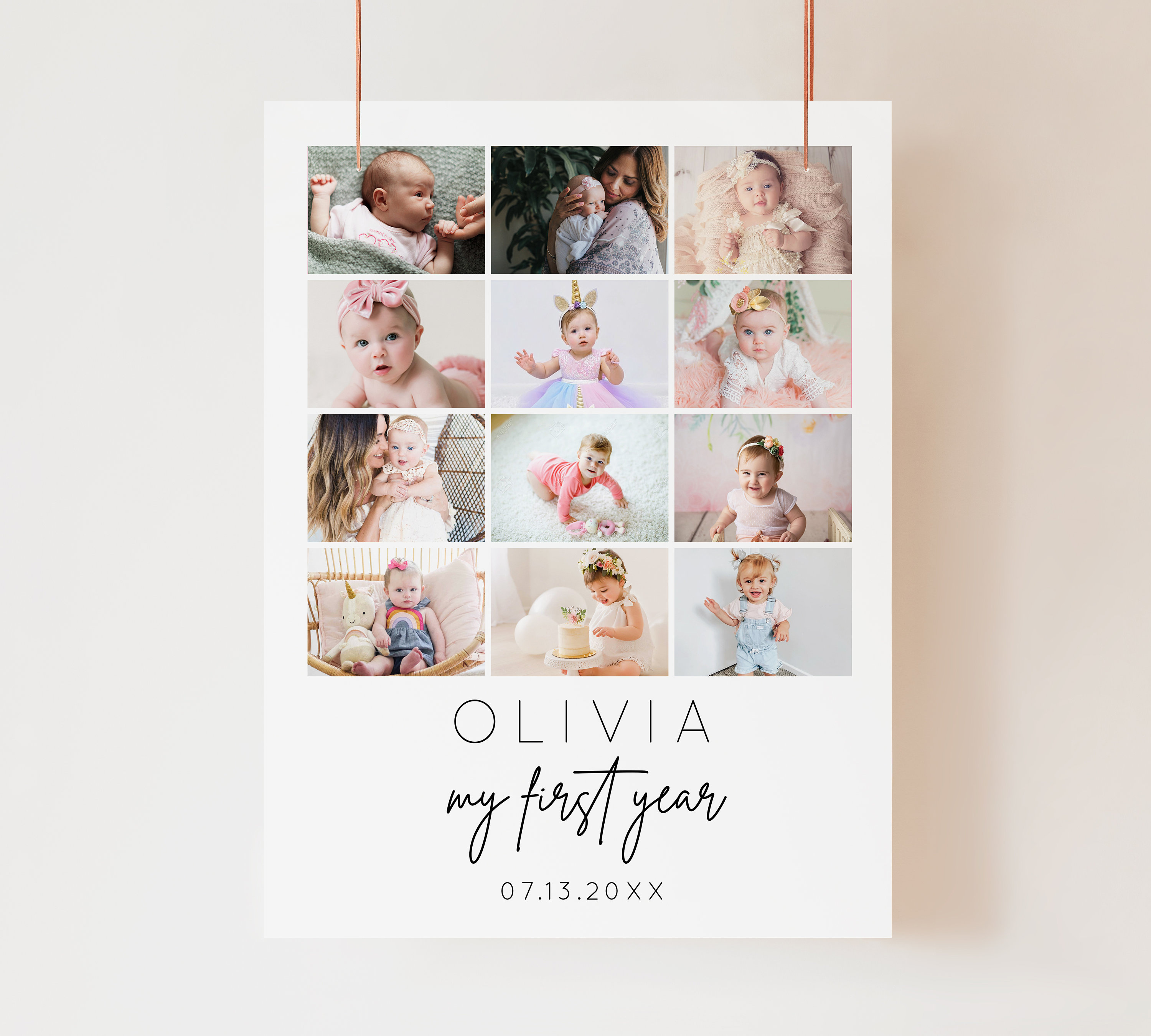 First Year Photo Collage Template Baby 1st Birthday Gift - Etsy Canada