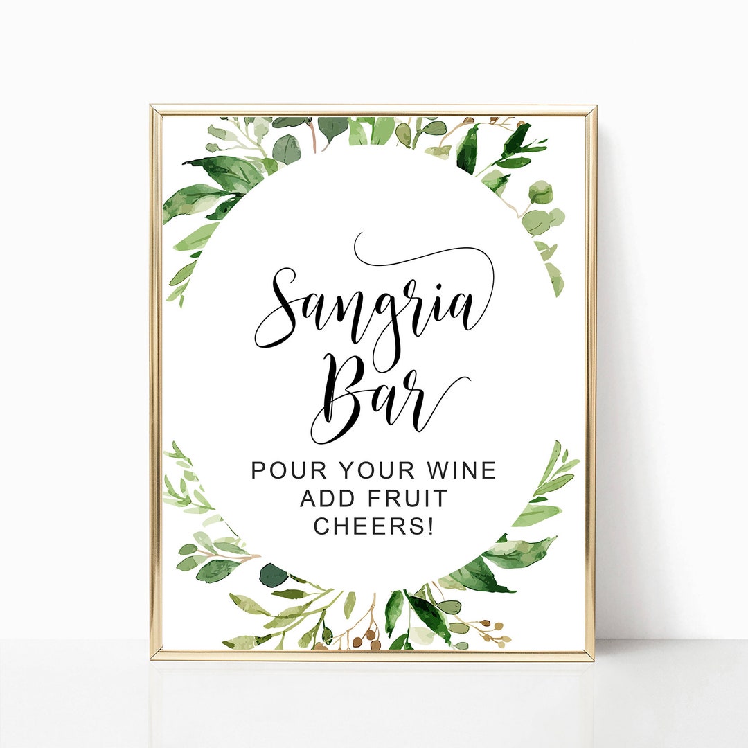 Sangria Bar Sign, Bridal Shower Sign, Wedding Drink Sign, Bar Sign ...