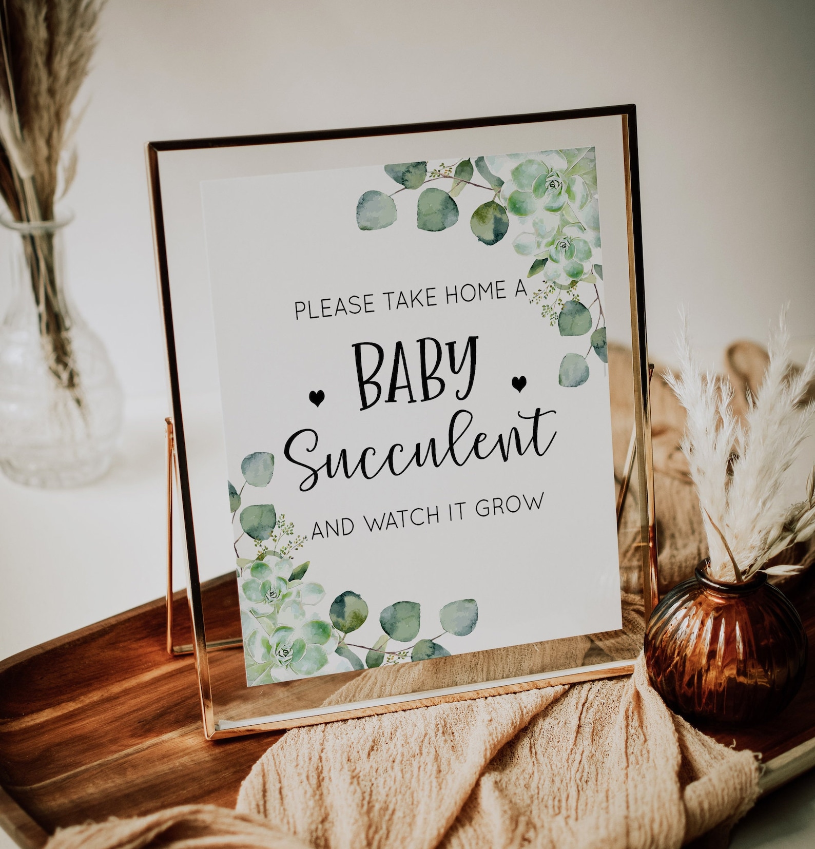 Baby Shower Succulent Favor Sign, Succulent Baby Shower Sign, Baby ...