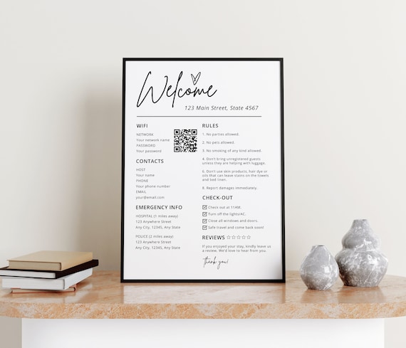 Editable Airbnb Welcome Template, Printable Air BNB Welcome Sign ...