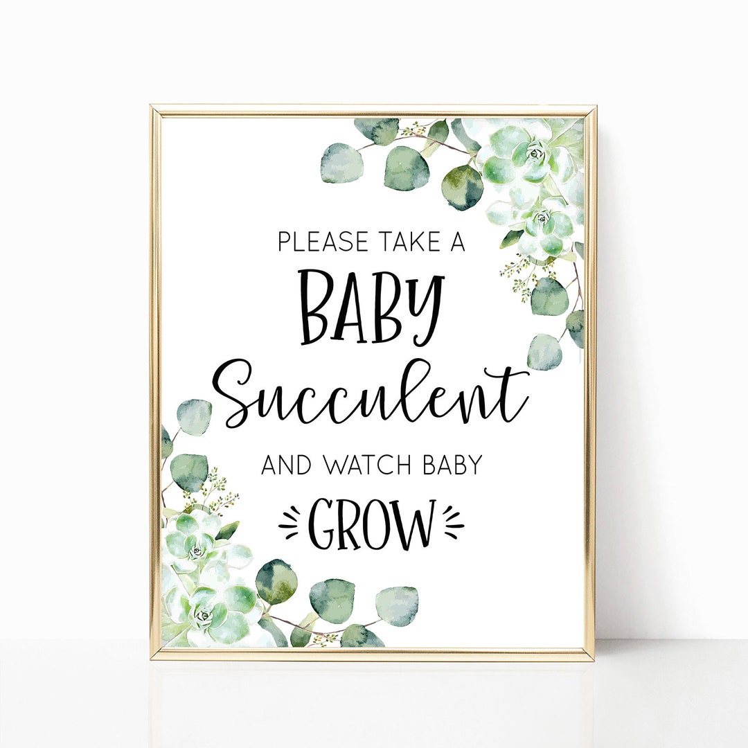 Watch Baby Grow Sign, Succulent Baby Shower, Succulent Favor Sign ...