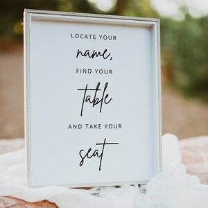 Please Locate Your Name Find Your Table and Take a Seat Printable ...