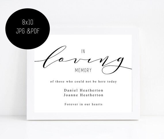 In Loving Memory Printable Sign, Printable In Loving Memory, 8x10 ...