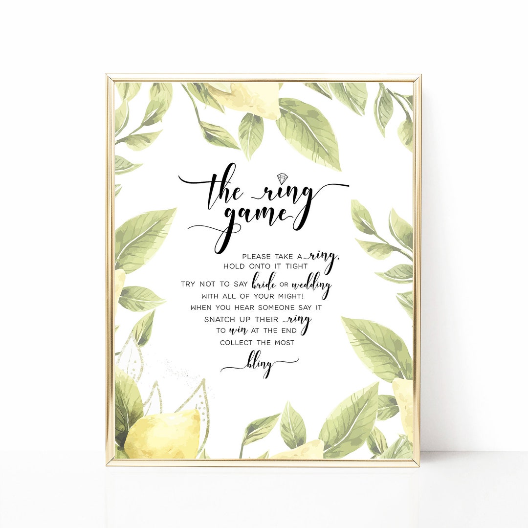 The Ring Game, Bridal Shower Game Sign, Bridal Shower Sign Template ...