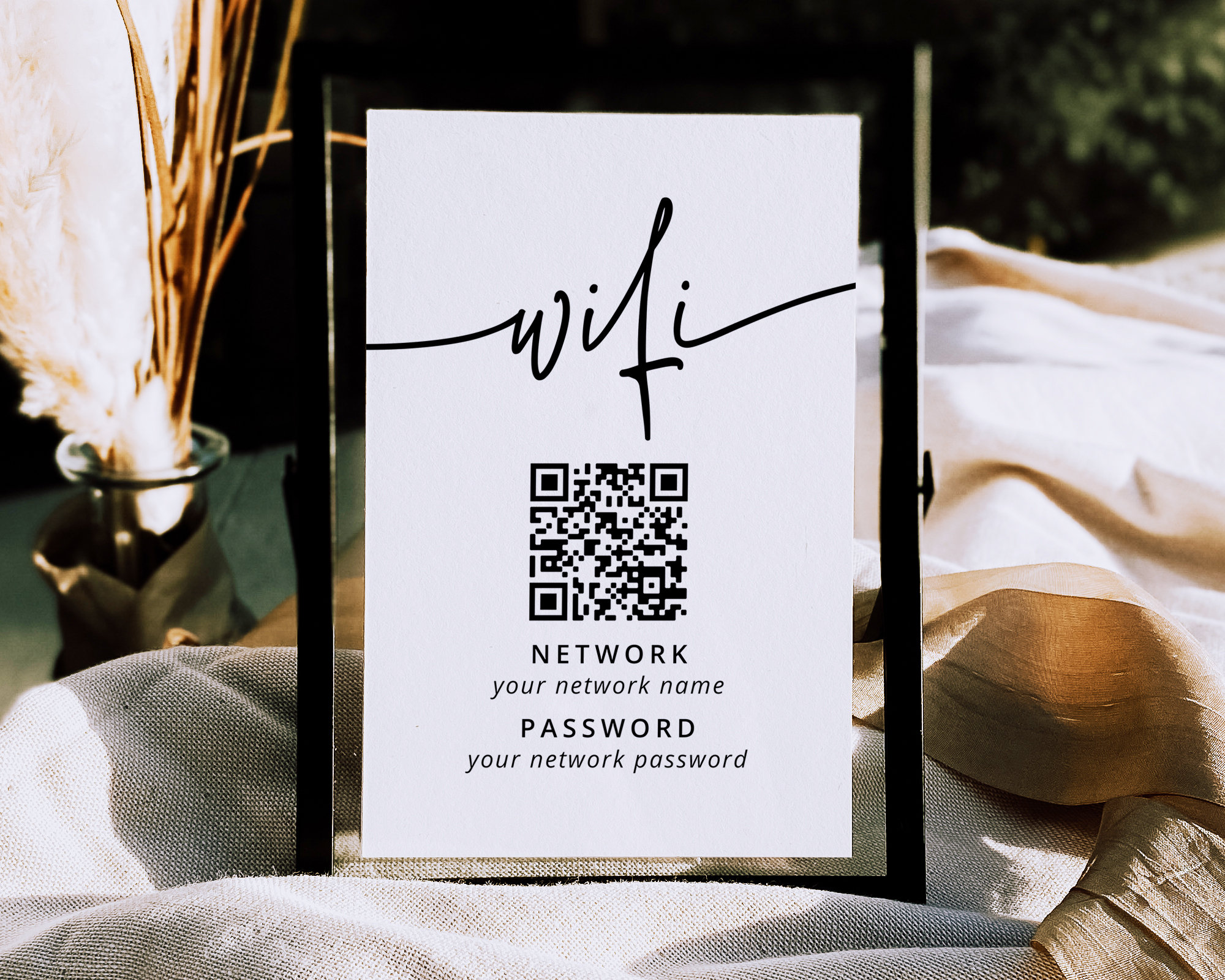 Wifi Password QR Code Sign Template Wifi QR Code Sign - Etsy