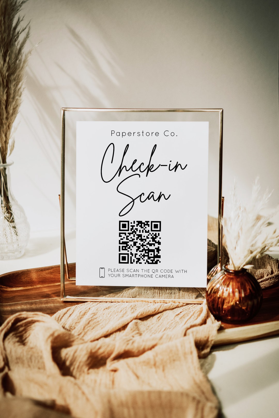 QR Code Check-in Sign Template, Small Business Marketing, Covid Safe Qr ...