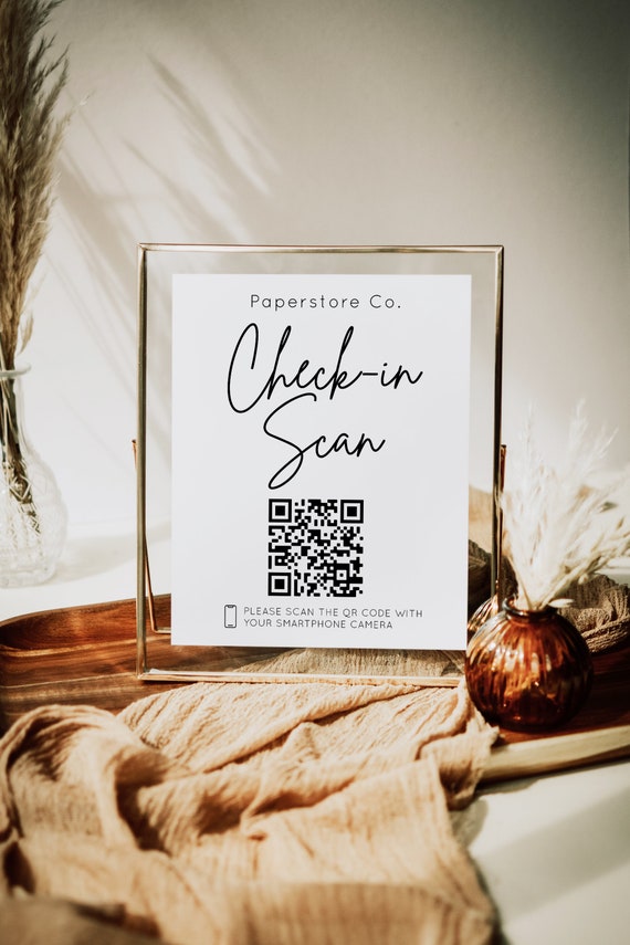 QR Code Check-in Sign Template Small Business Marketing - Etsy