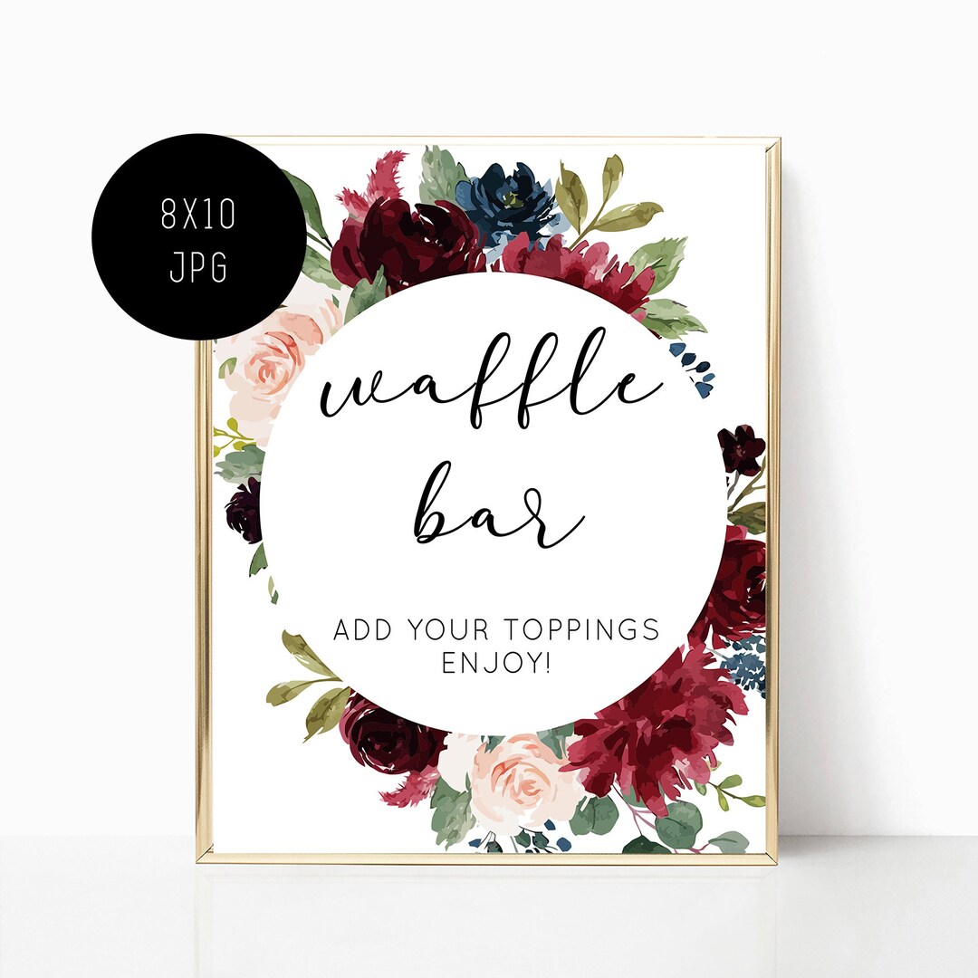 Marsala WAFFLE BAR SIGN, Waffle Bar Table Sign, Waffle Bar, Printable ...