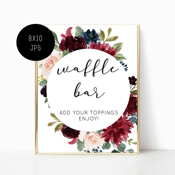 Marsala WAFFLE BAR SIGN, Waffle Bar Table Sign, Waffle Bar, printable ...