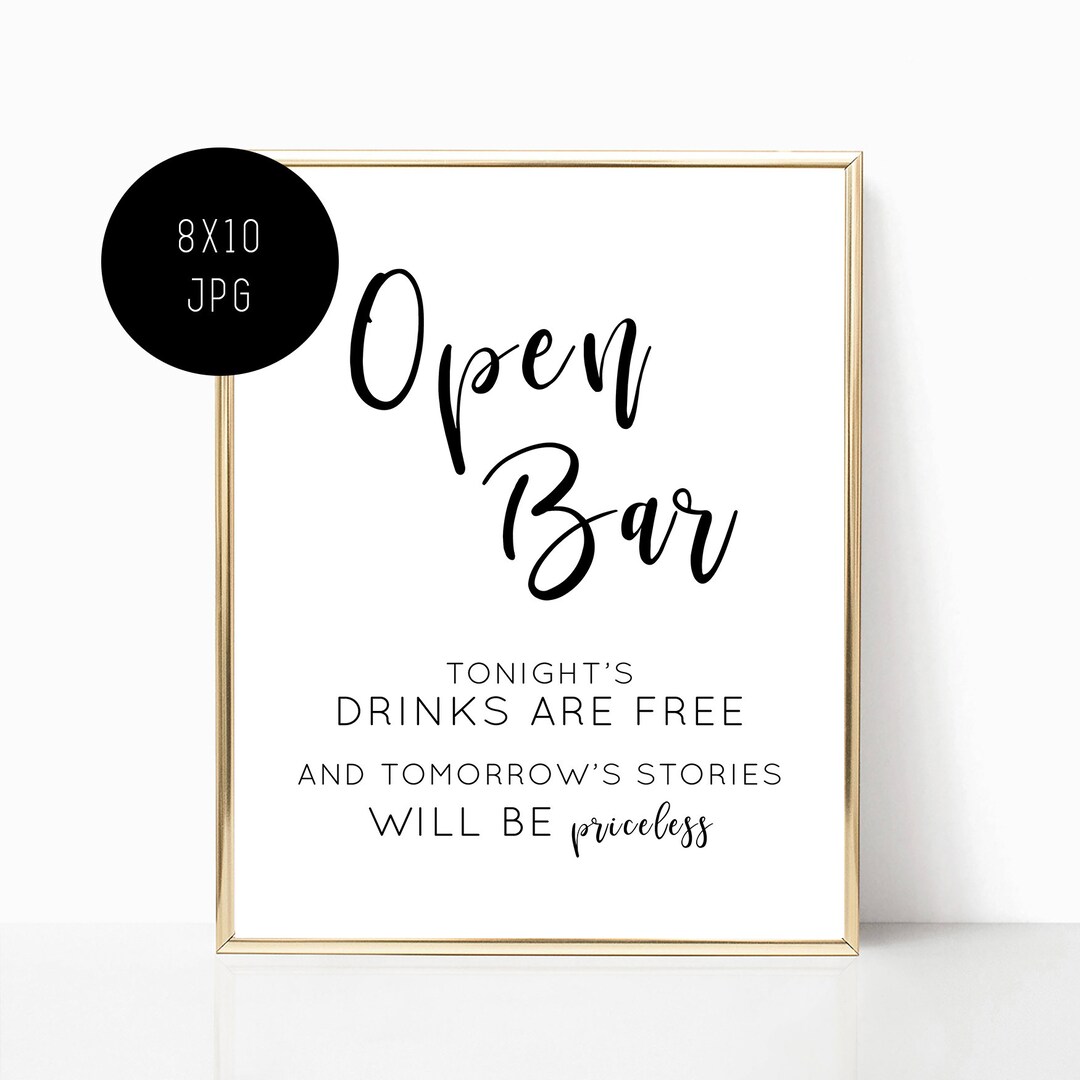 OPEN BAR SIGN - Open Bar Wedding Sign - Wedding Bar Sign - Bar Sign ...