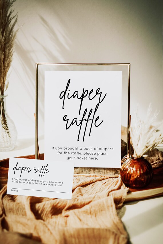 Diaper Raffle Cards Baby Shower Game Printable Diaper Raffle Sign ...