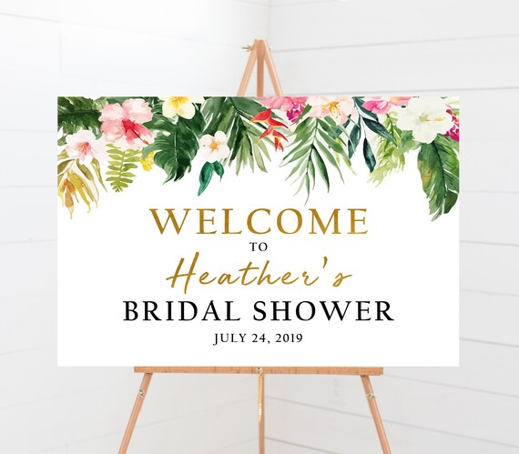 TROPICAL WELCOME Sign BRIDAL Shower - bridal shower sign welcome by ...
