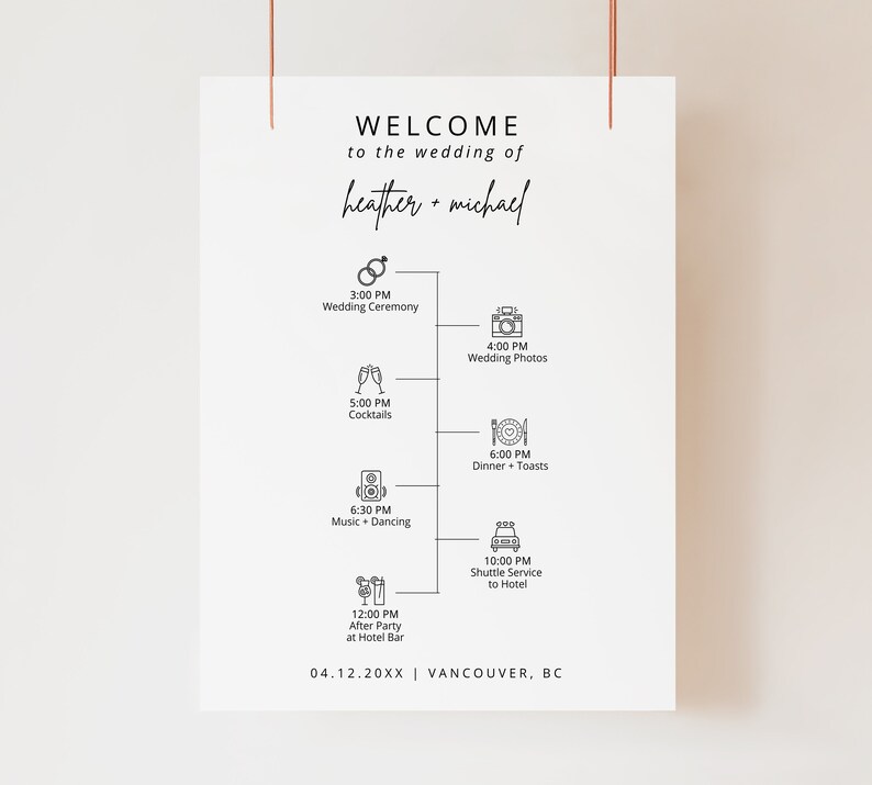 Welcome Timeline Sign Editable Wedding Timeline Poster - Etsy