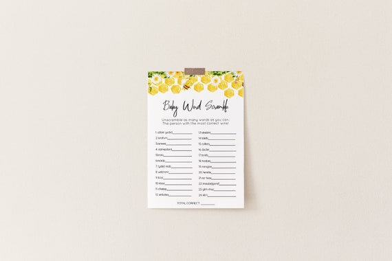 Bumble Bee Baby Word Scramble Game by Modern Event Design Co | Catch My ...