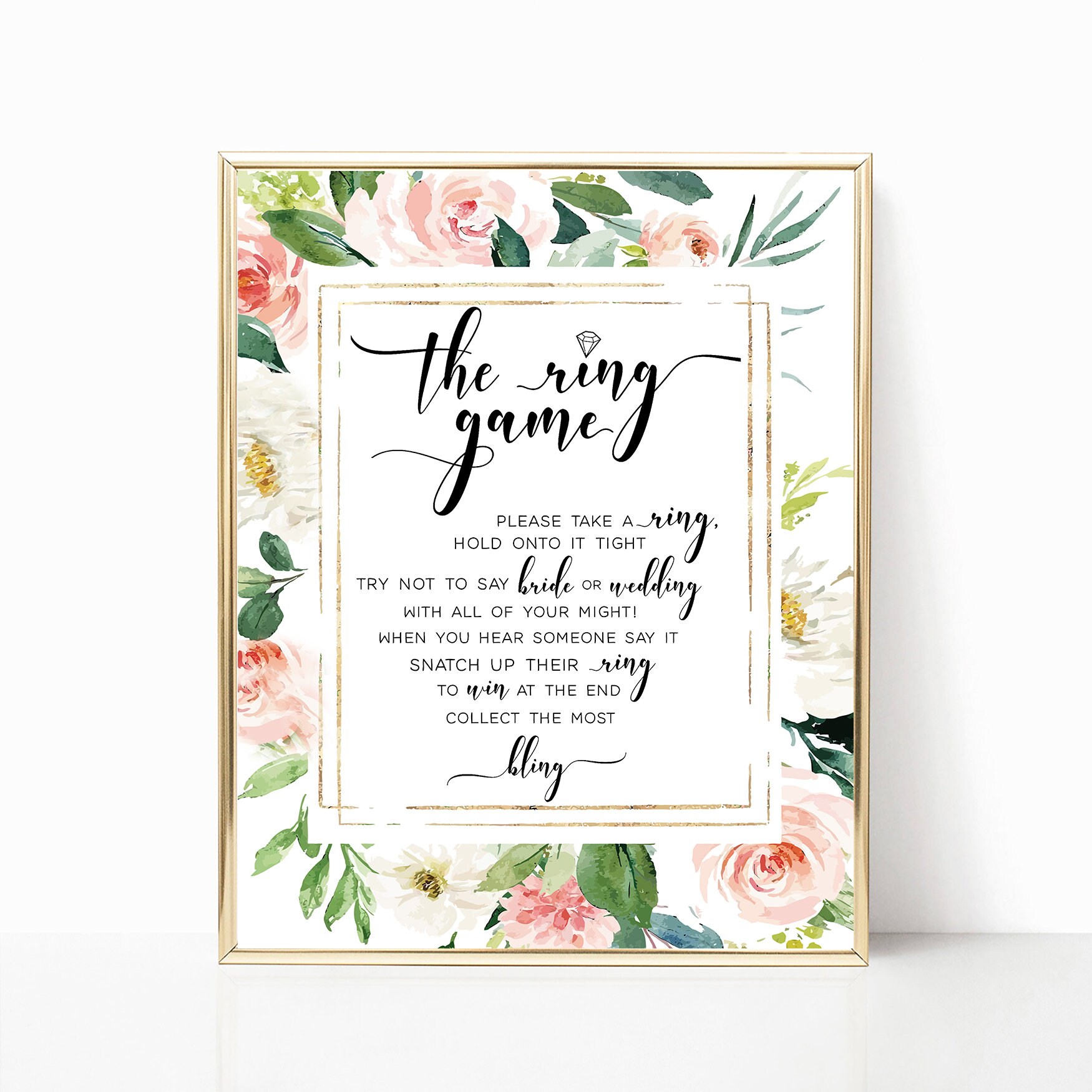 The Ring Game Bridal Shower Game Sign Bridal Shower Sign | Etsy