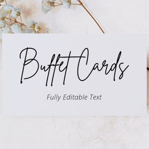 Minimalist Buffet Card Template | Buffet Cards | Modern Wedding Buffet ...