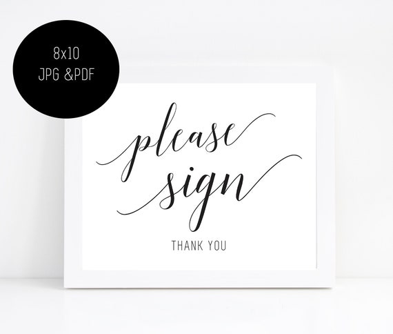 PLEASE SIGN sign, Wedding please sign template, Printable please sign ...