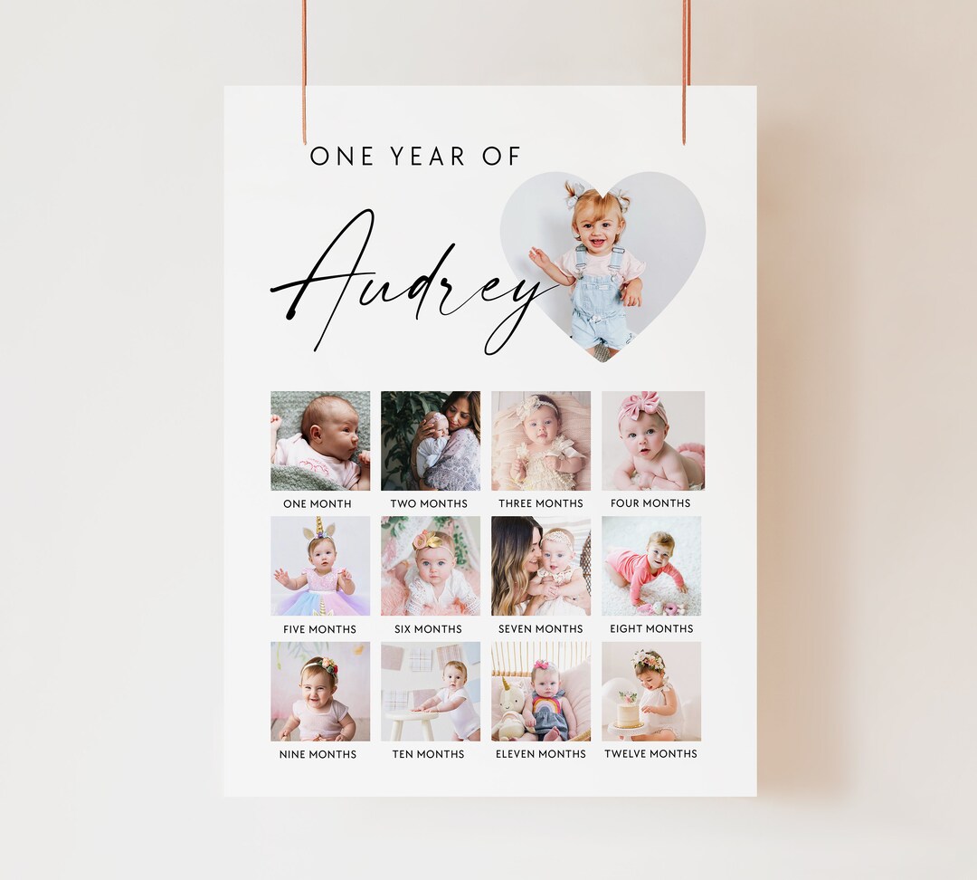 My First Year Board Printable Baby's First Year Photo Poster Template ...