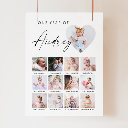 Baby's First Year Birthday Photo Collage Printable & - Etsy
