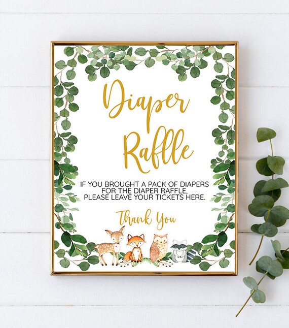 Woodland Baby Shower Diaper Raffle Sign - 0012 by Modern Event Design ...