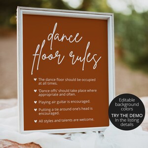 Dance Floor Rules Sign, Wedding Dance Floor Sign - Dance Floor Rules ...