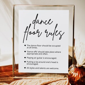 Dance Floor Rules Sign, Wedding Dance Floor Sign - Dance Floor Rules ...