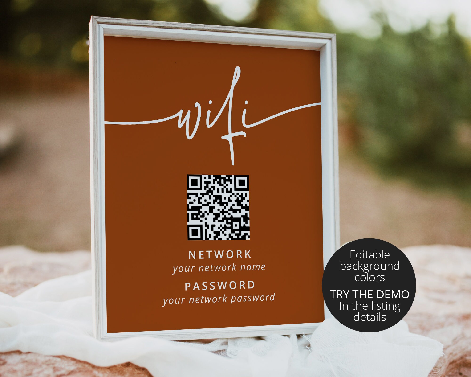 Wifi Password QR Code Sign Template Wifi QR Code Sign - Etsy