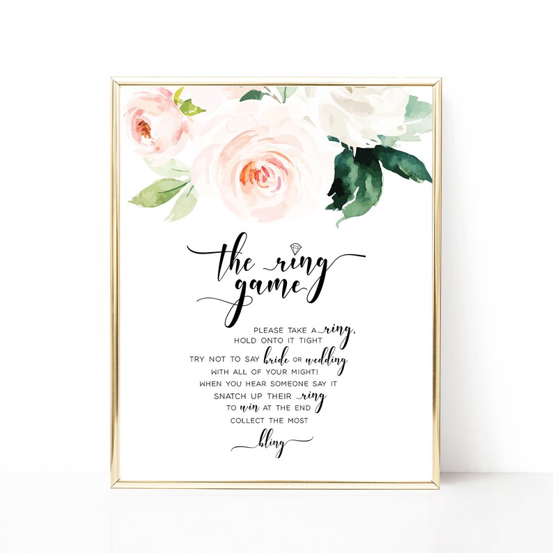 The Ring Game Bridal Shower Game Sign Bridal Shower Sign - Etsy