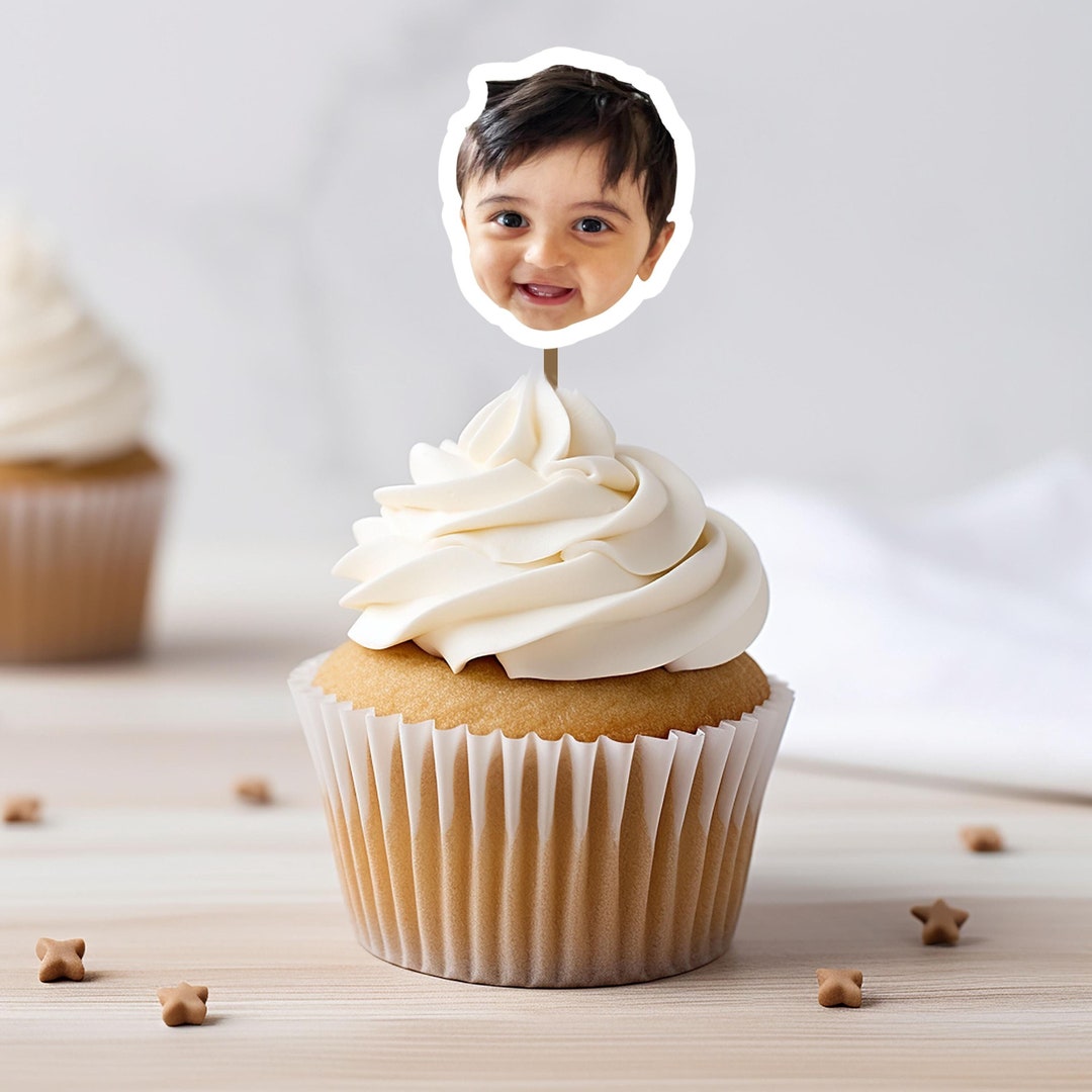 Custom Photo Cupcake Toppers Face Cutout Cupcake Picks Personalized ...