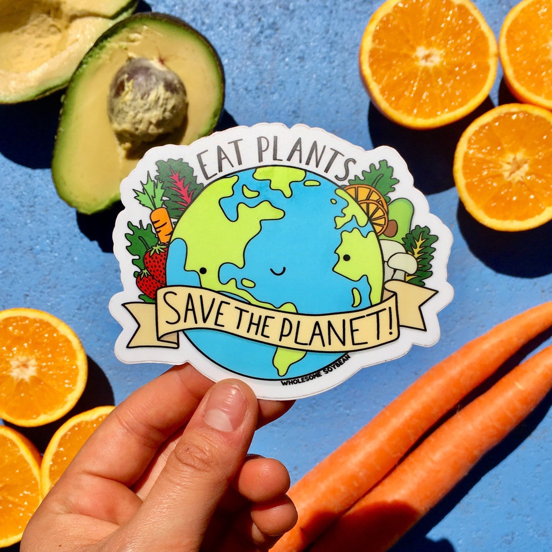 Earth Day Vegan Activism Sticker-"eat Plants"- Herbivore Sticker, Plant ...