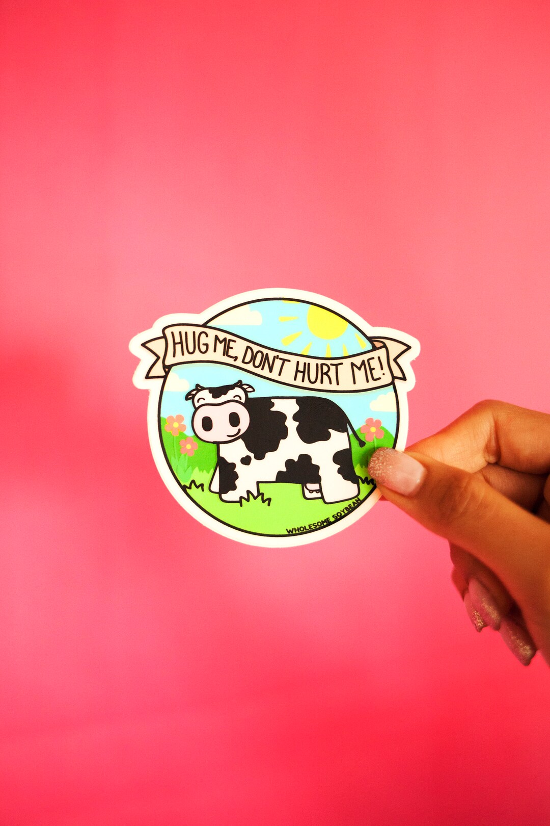 Vegan Sticker Happy Cow | Herbivore Sticker, Vegan Gift, Plant Based ...