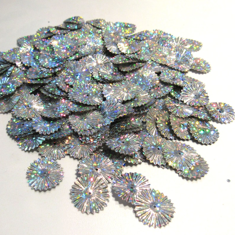 Silver Hologram 17mm Starburst / Sunburst / Wheels Sequins - Etsy