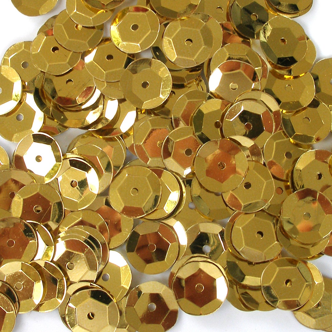 Gold [#1] 5mm Round Cup Sequins Metallic Loose ~1,000 Pcs / ~10,000 (25 ...