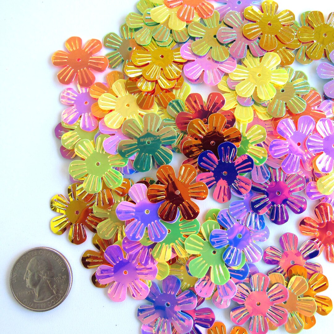 Flowers Sequins Gold Wash Flowers Mixed Colors Lustre 30 / 150 Pieces ...