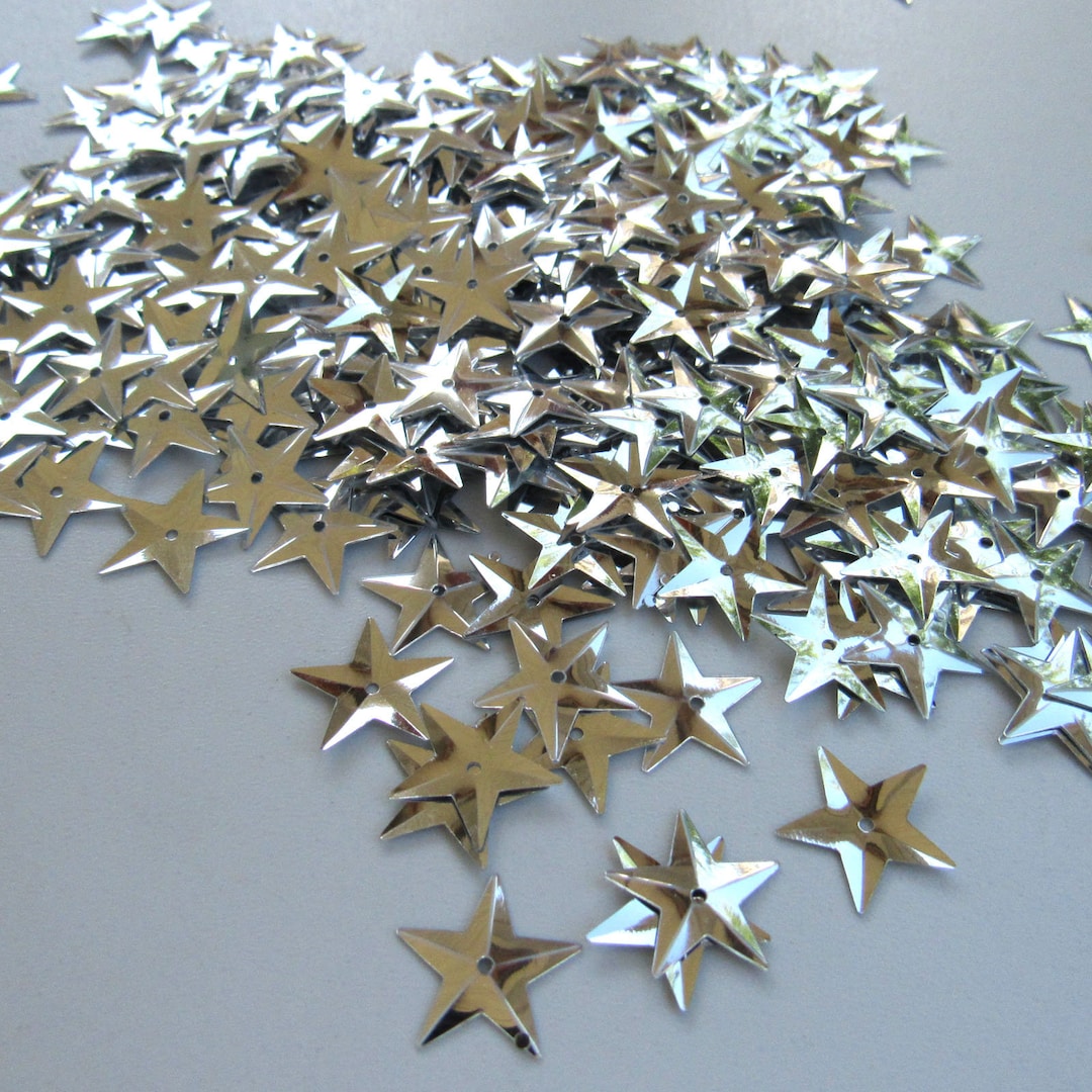 Sequins Silver Stars 15mm ~150 / ~750 (15% Off) Pieces (loose) Center ...